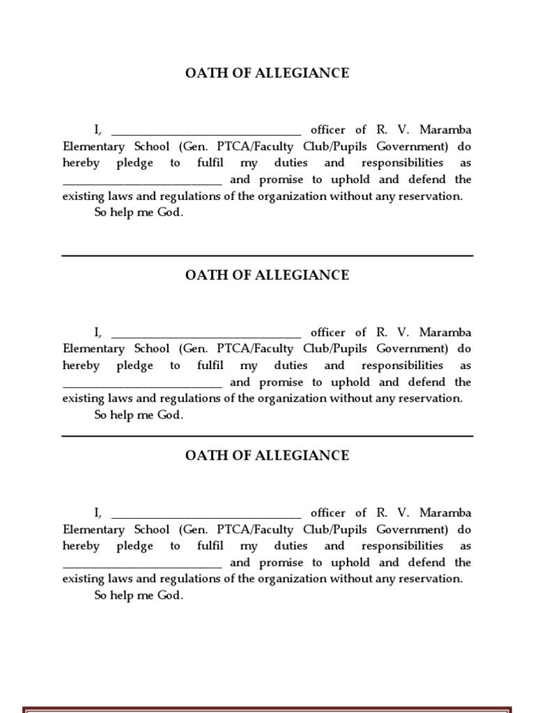 Oath of Allegiance | PDF | Rules | Oral Communication