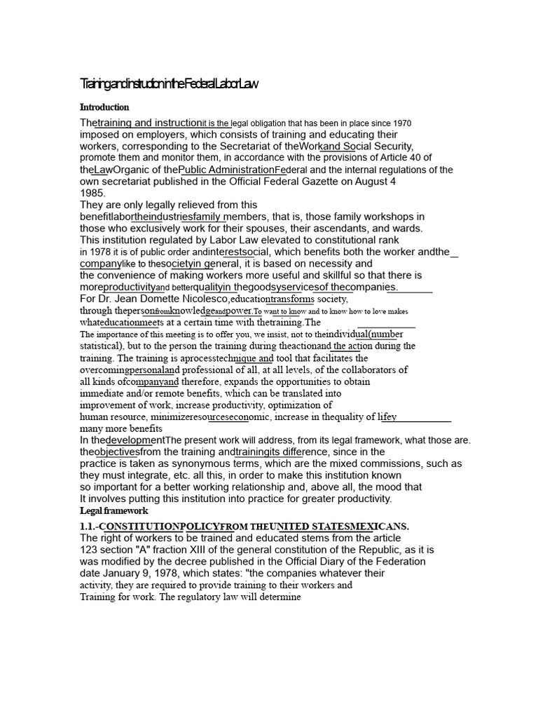 Federal Labor Law: Training Requirements | PDF | Employment | Business