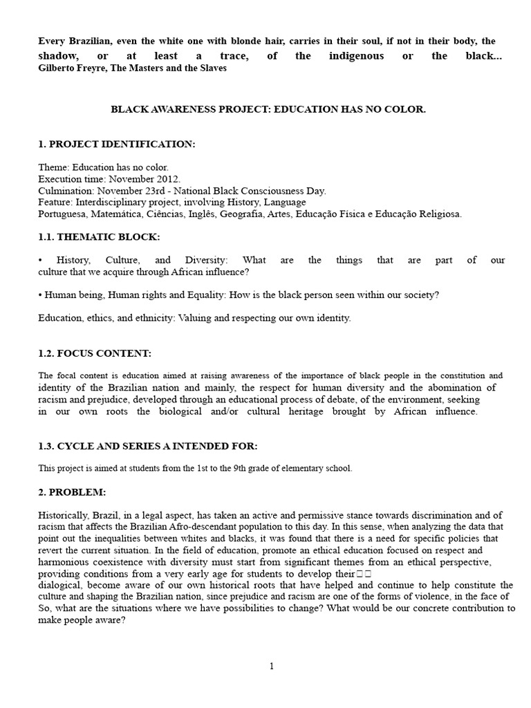 Black Consciousness Project | PDF | Black People | Racism