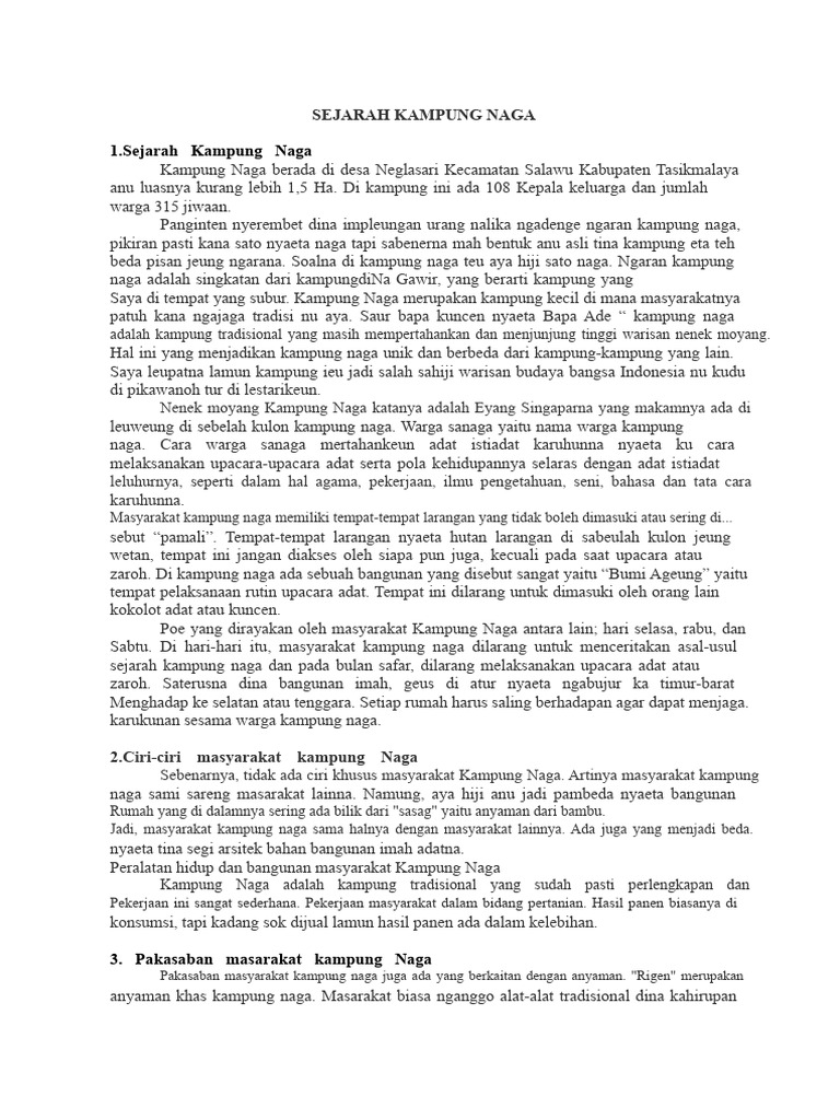 Contoh Makalah Sunda Kampung Naga | PDF