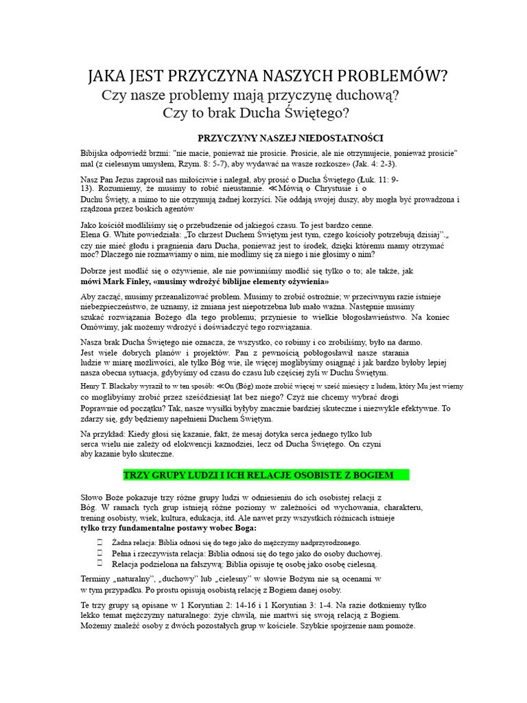 Jaka Jest Przyczyna Naszych Problemów | PDF