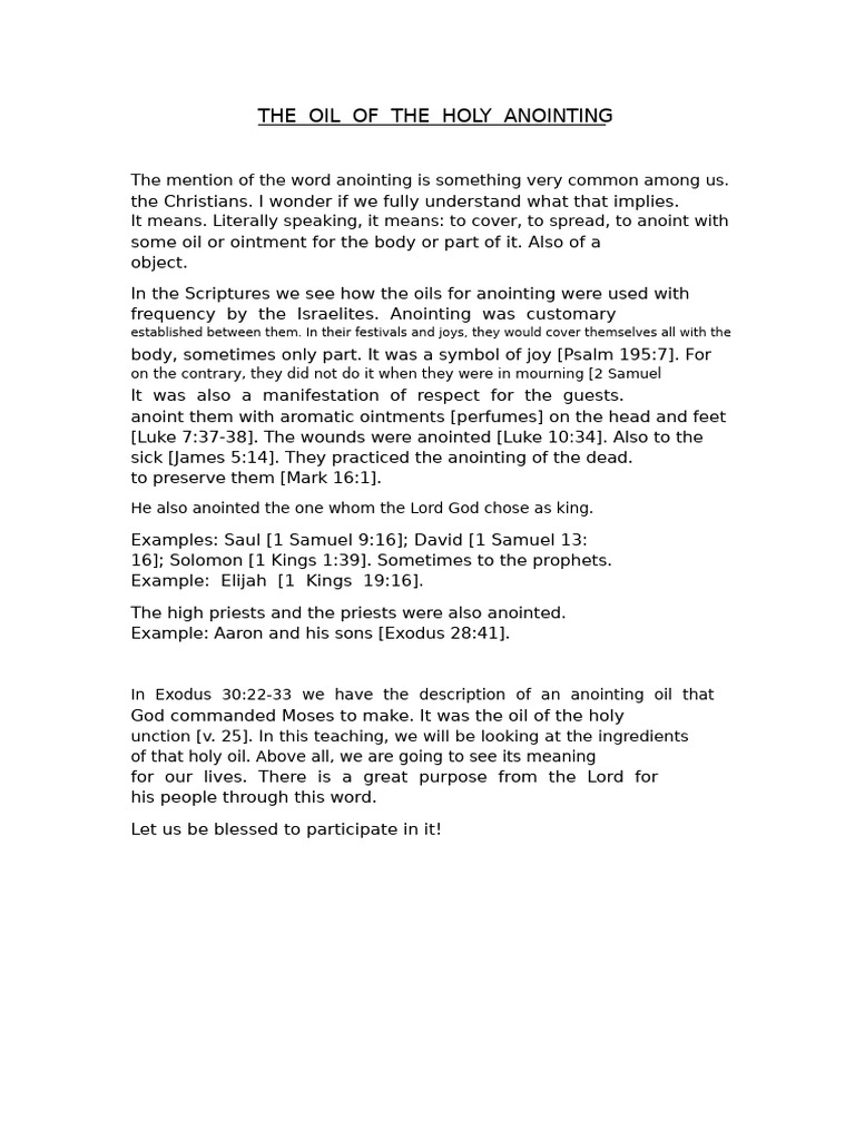 Meaning of The Anointing Oil | PDF