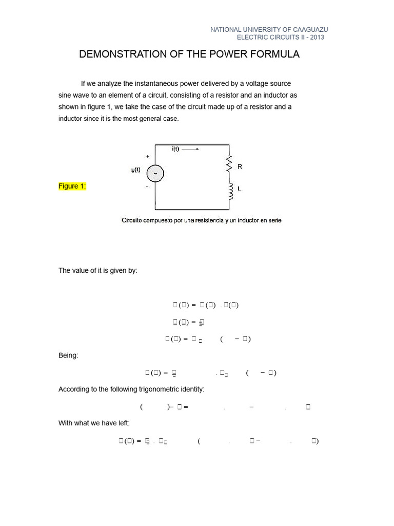 Demonstration of The Power Formula | PDF | Ac Power | Trigonometry