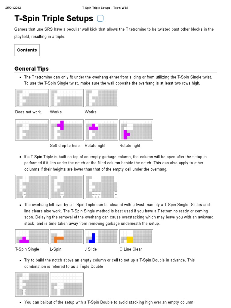 T-Spin Triple Setups - Tetris Wiki | PDF | Leisure