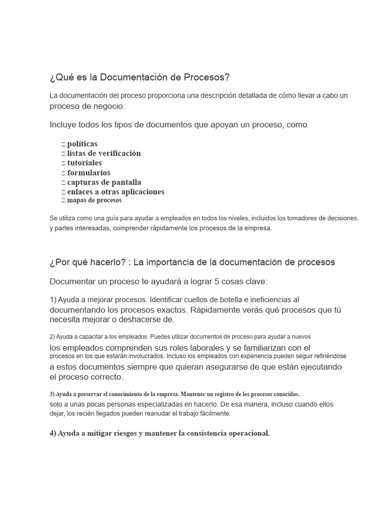 ¿Qué Es La Documentación de Procesos? | PDF | Procesos de negocio