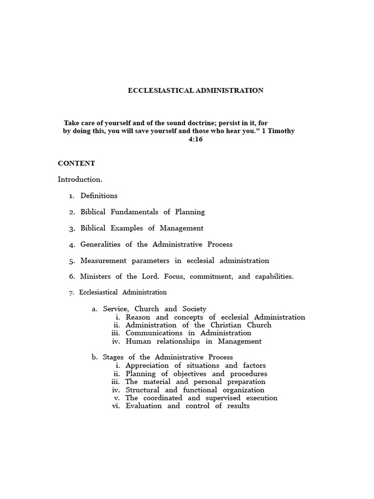 Ecclesiastical Administration Principles | PDF | Jesus | Acts Of The ...
