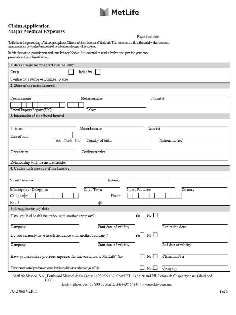 METLIFE Refund Request FILL OUT Bco | PDF | Identity Document | Insurance