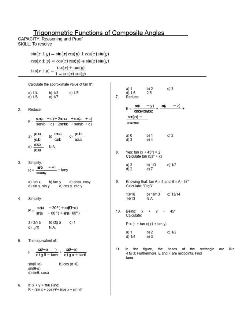Trigonometric Functions of Compound Angles | PDF | Trigonometry | Trigonometric Functions