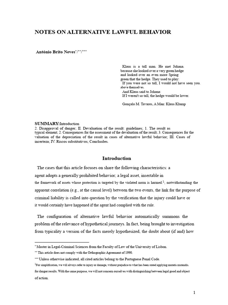Antonio Brito Neves Alternative Illicit Behavior | PDF | Causality | Crimes