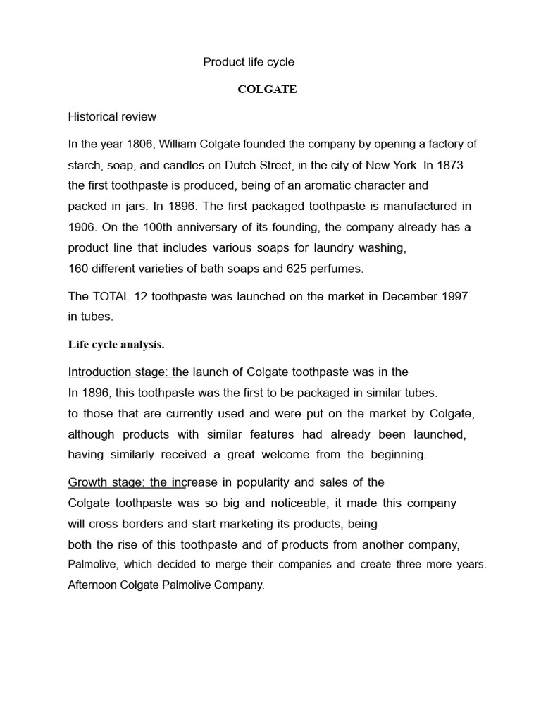 Colgate Product Life Cycle | PDF
