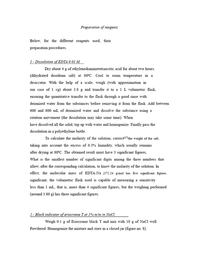 Reagent Preparation Procedures Guide | PDF | Sodium Chloride | Acid