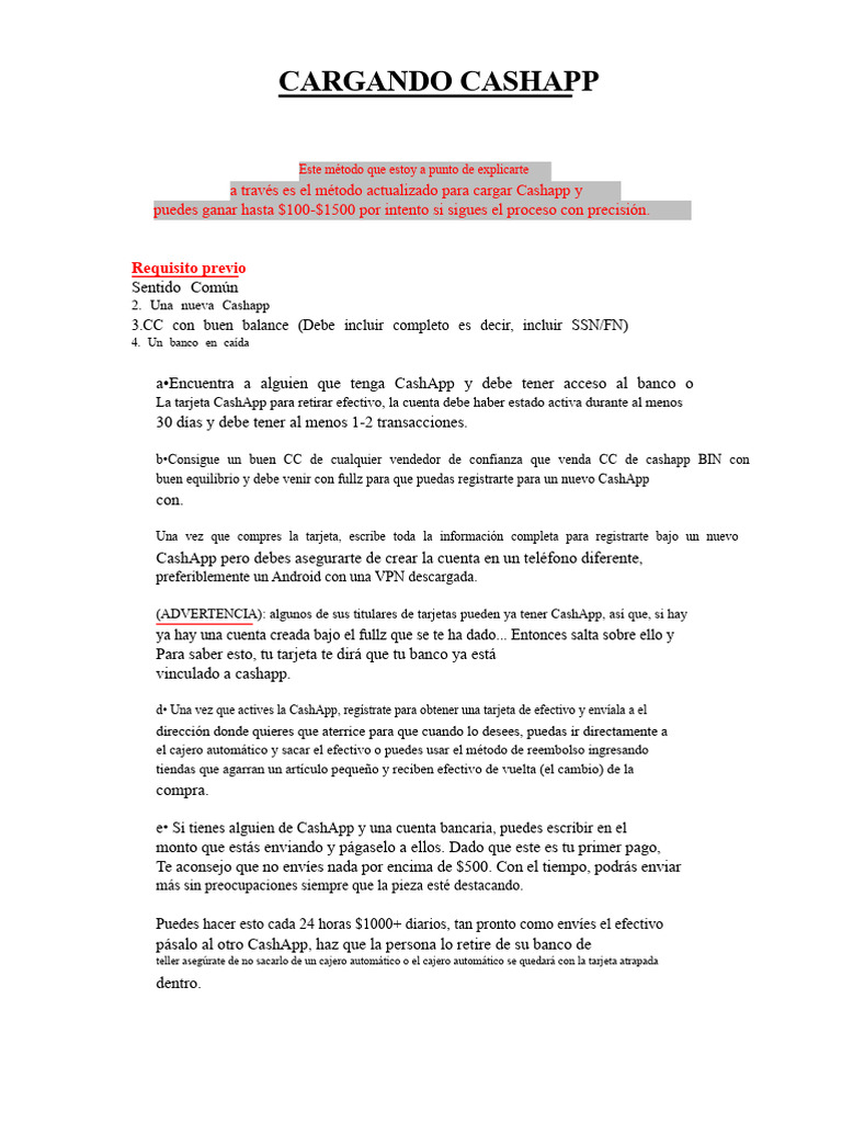 Método de Carga de Cashapp | PDF | Tarjeta de crédito | Bancos