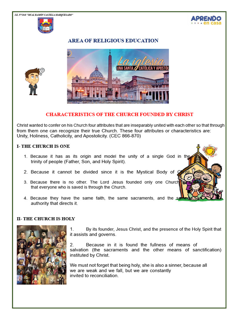 Sheet 3° Characteristics of The Church | PDF | Catholic Church ...