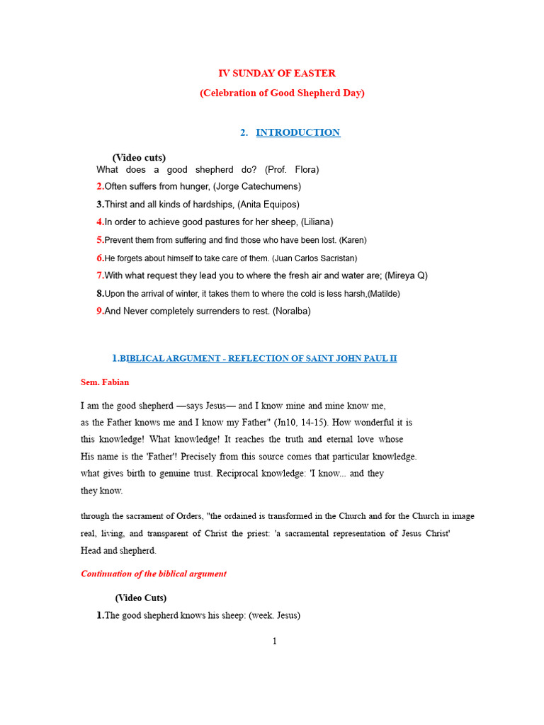 Good Shepherd Day Celebration | PDF | Shepherd | Jesus