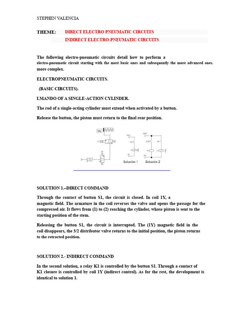 Direct and Indirect Electropneumatic Circuits | PDF