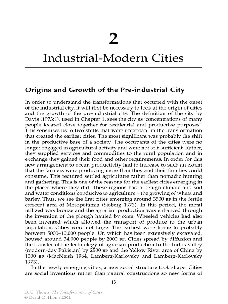 Industrial-Modern Cities: Origins and Growth of The Pre-Industrial City ...