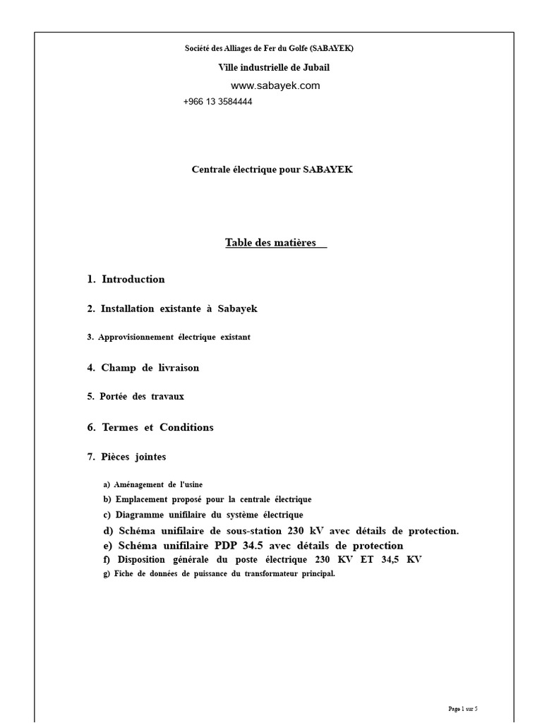 Centrale électrique pour SABAYEK | PDF | Centrale électrique | Énergie ...