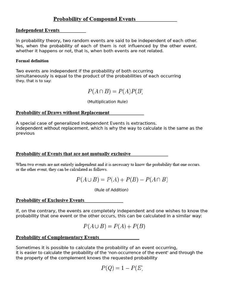 Probability of Compound Events | PDF