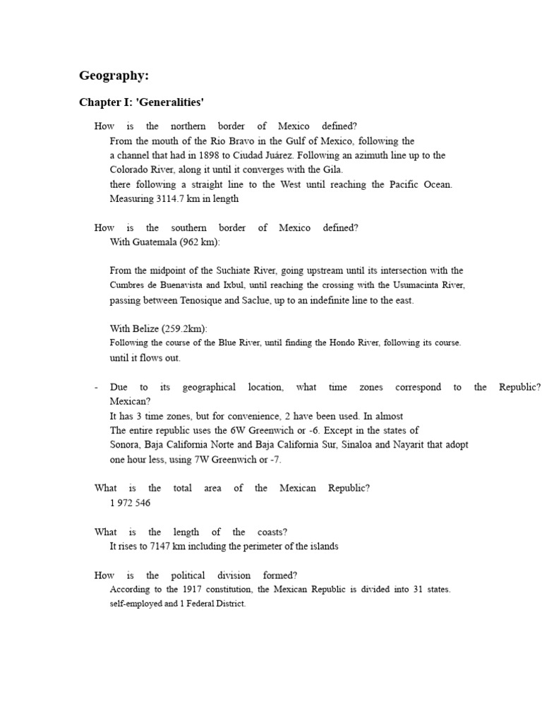 Geography of Mexico: Borders and Features | PDF | Rain | Wound