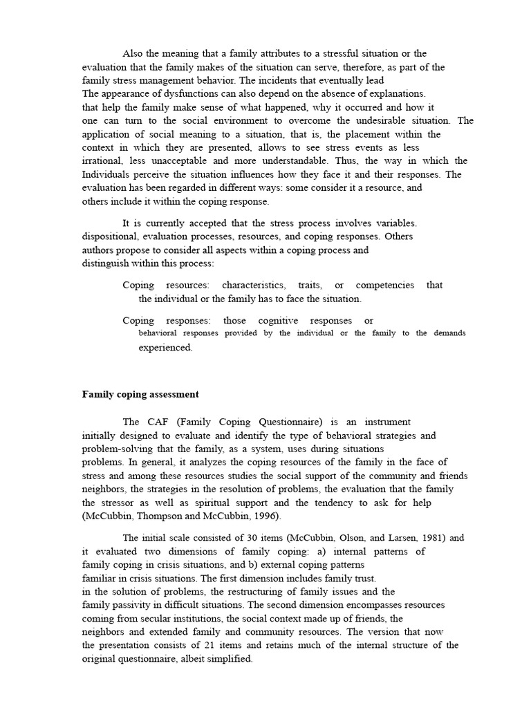 Family Coping Questionnaire | PDF | Behavioural Sciences ...