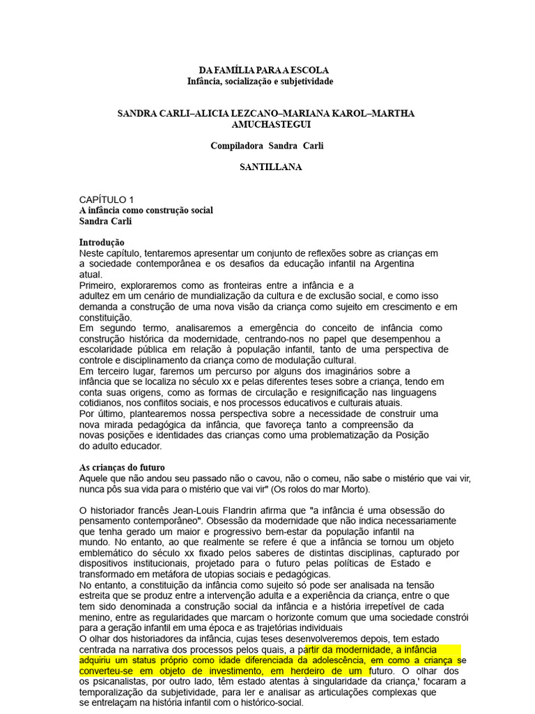 Carli da Família à Escola | PDF | Família | Pedagogia