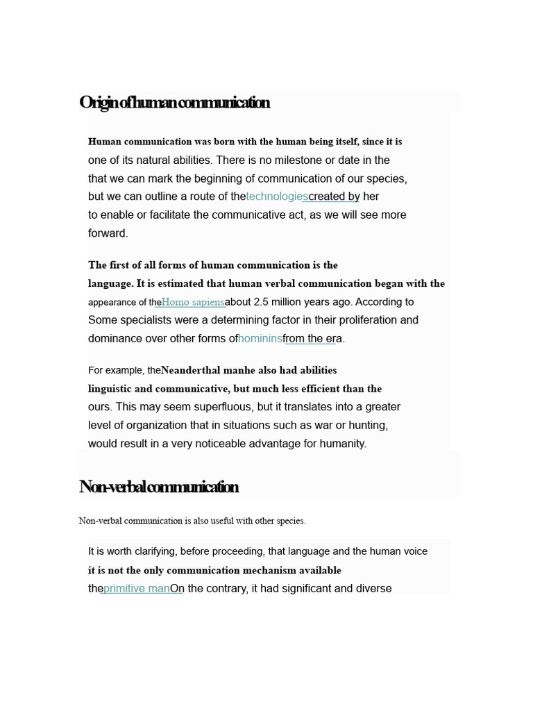 Origin of Human Communication | PDF | Communication | Nonverbal Communication