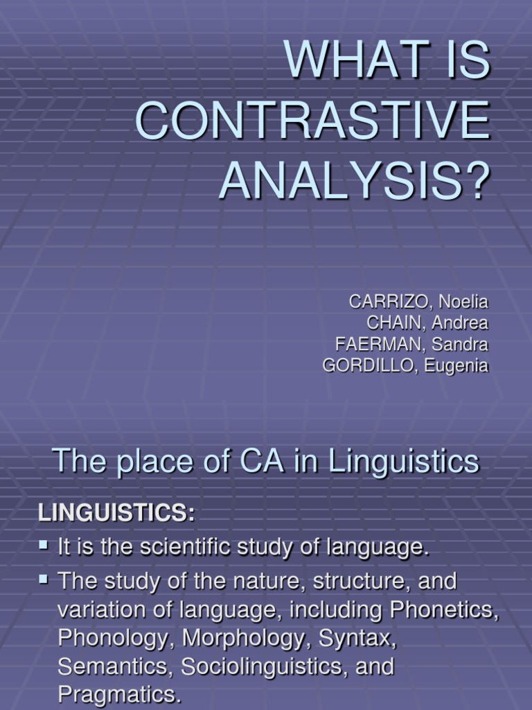 What is Contrastive Analysis | Linguistics | Philology