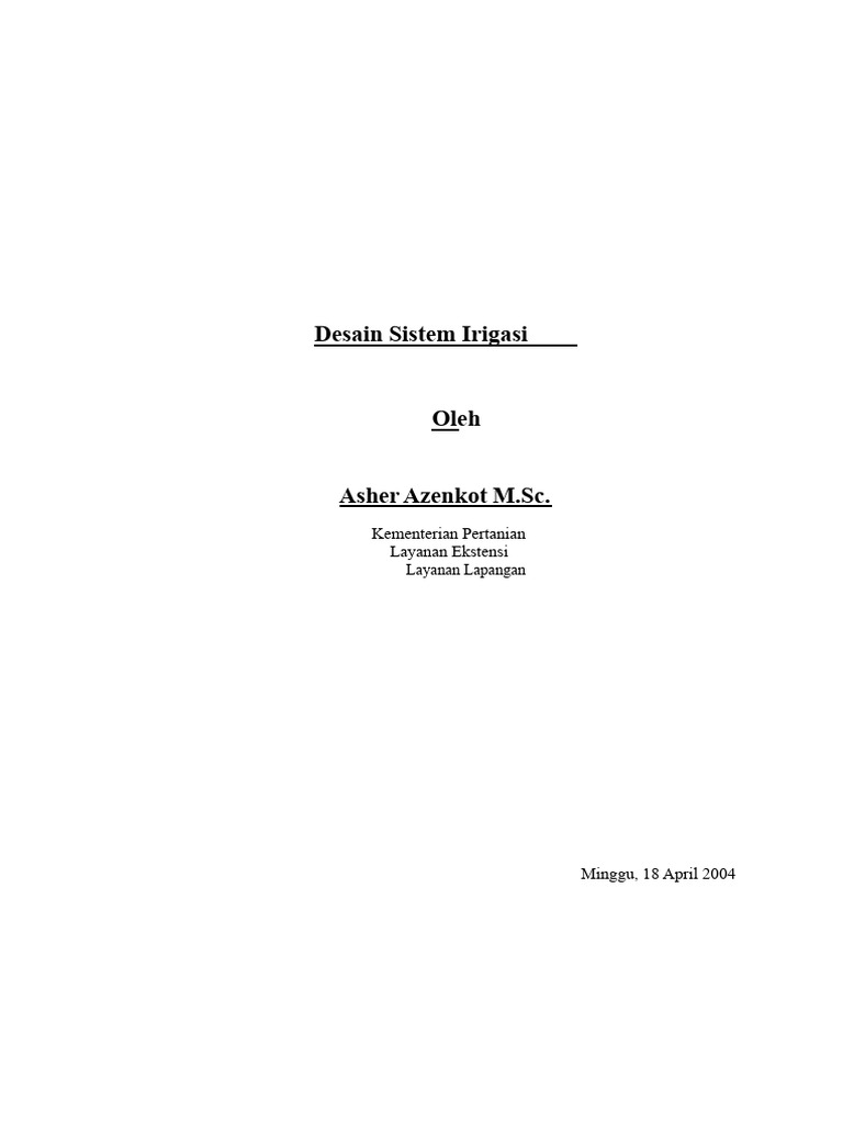 Desain Sistem Irigasi Efisien | PDF