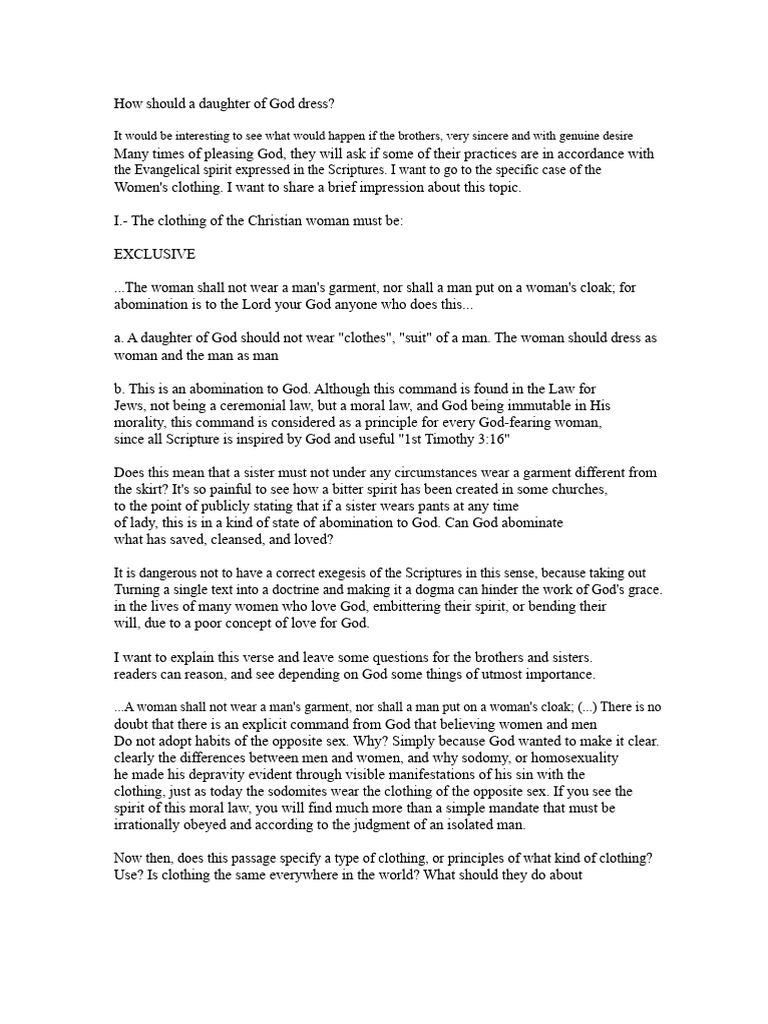 How A Daughter of God Should Dress | PDF | Modesty | Clothing