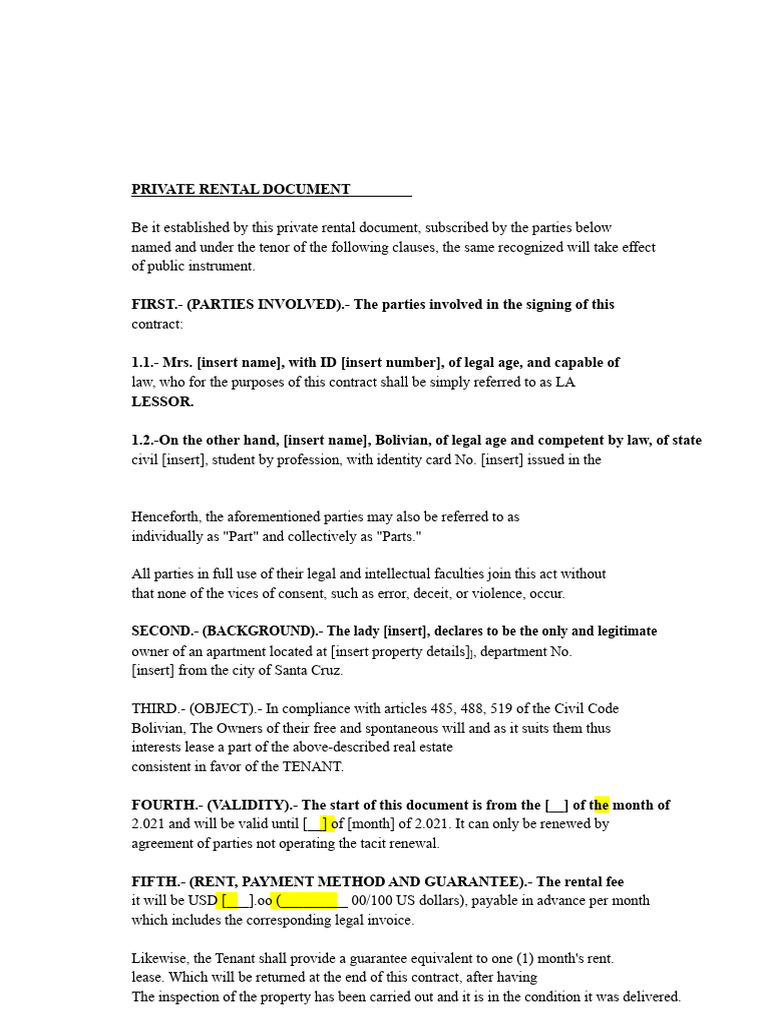 Private Rental Agreement Template | PDF | Lease | Leasehold Estate