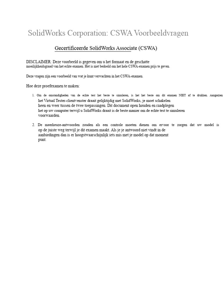 CsWa Voorbeeld Examen Vragen | PDF