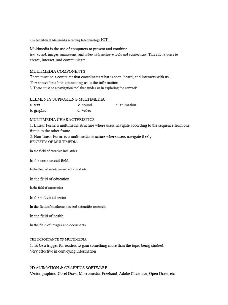 The Definition of Multimedia According to ICT Terminology | PDF