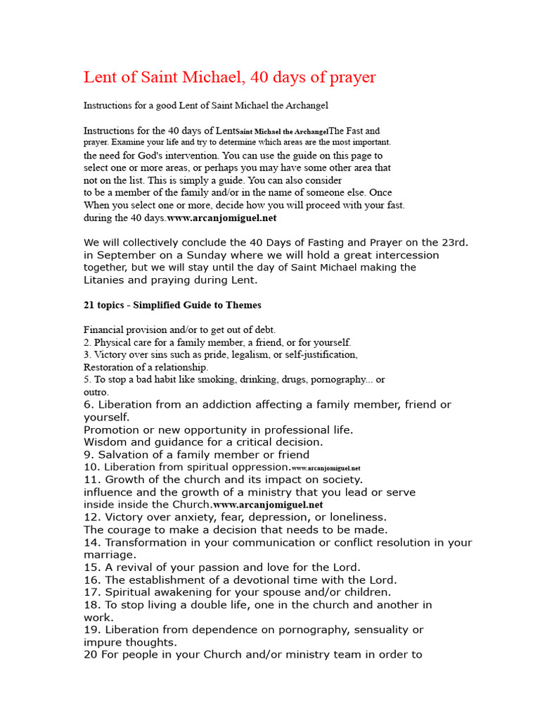 How to Pray Lent Saint Michael the Archangel 50 | PDF | Michael ...