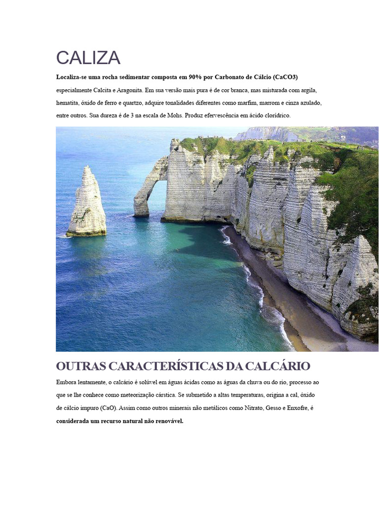 CALIZA | PDF | Calcário | Cálcio