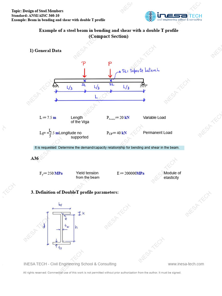 IT - Example - Steel Beam - Bending and Shear - Double T Profile | PDF ...