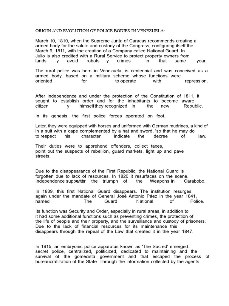 Evolution of Police Forces in Venezuela | PDF | Police | Venezuela