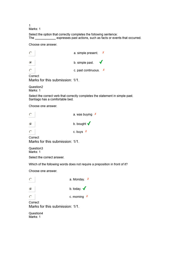 Simple Past and Past Continuous Grammar Quiz | PDF | Verb | Question