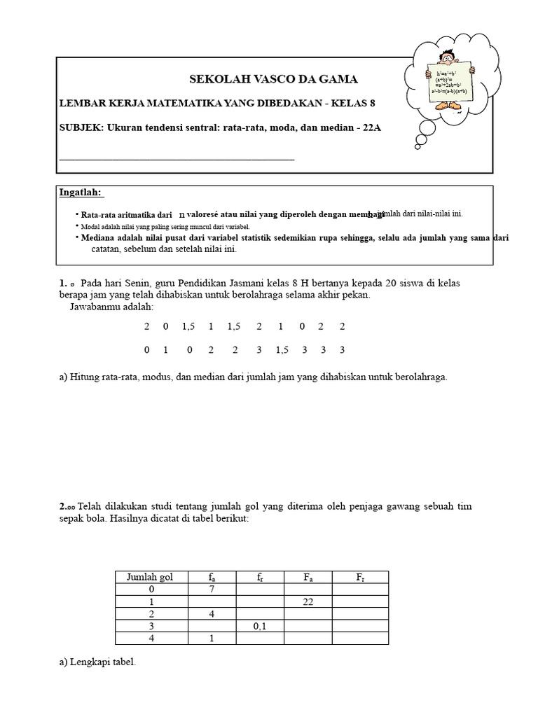 Matematika Rata-Rata, Modus Dan Median - Kelas 8 | PDF
