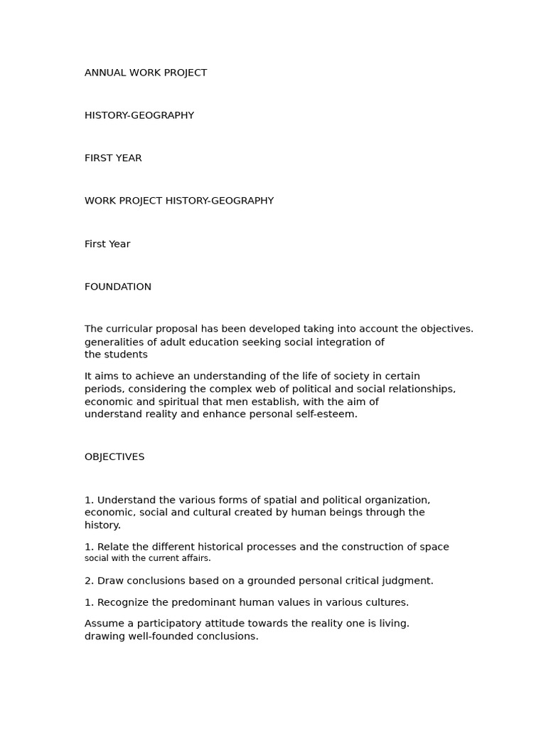First-Year History and Geography Project | PDF | Geography | Concept