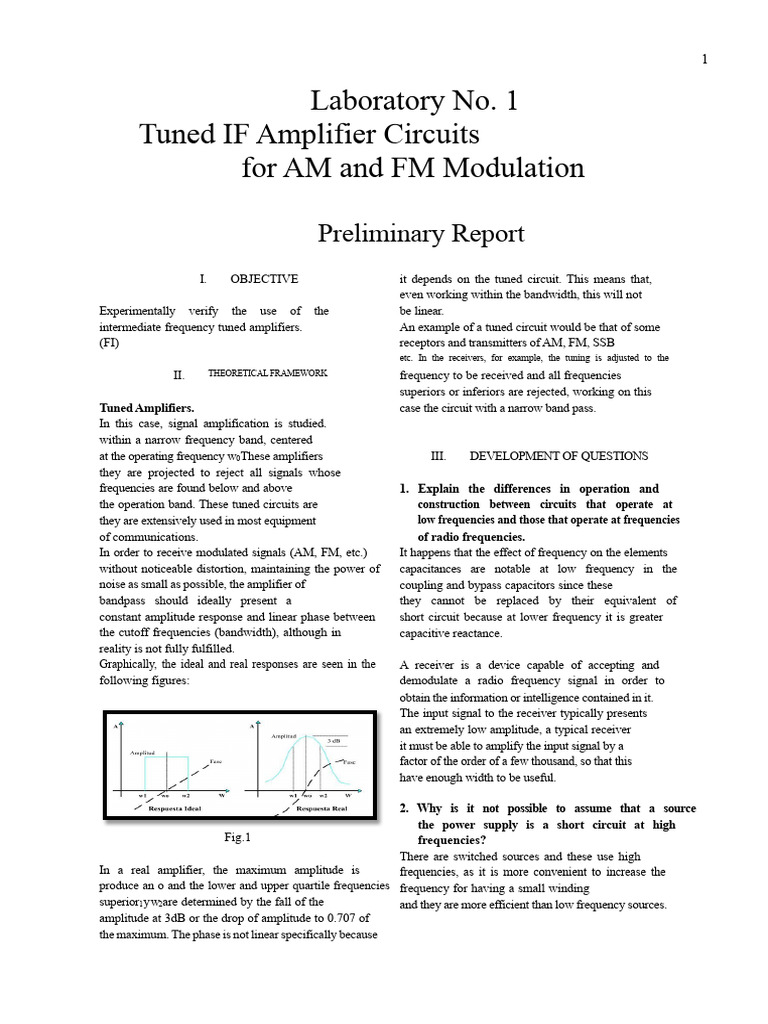 Tuned IF Amplifier Circuits Report | PDF | Amplifier | Frequency Modulation