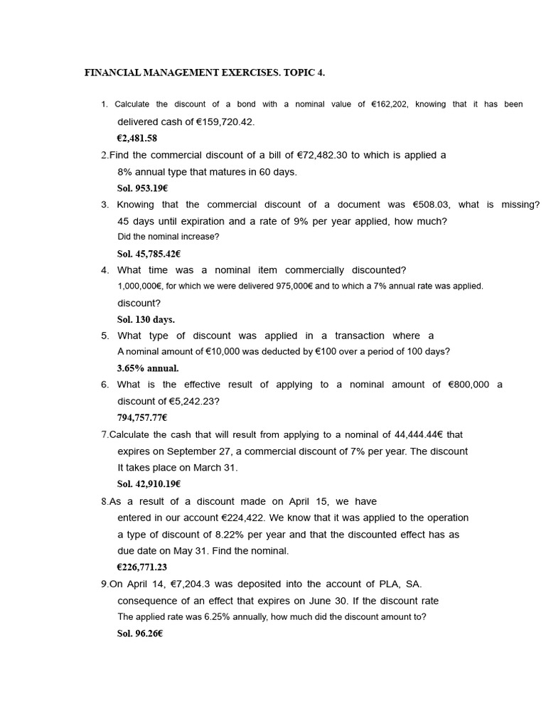 Financial Management Discount Calculations | PDF | Discounting ...