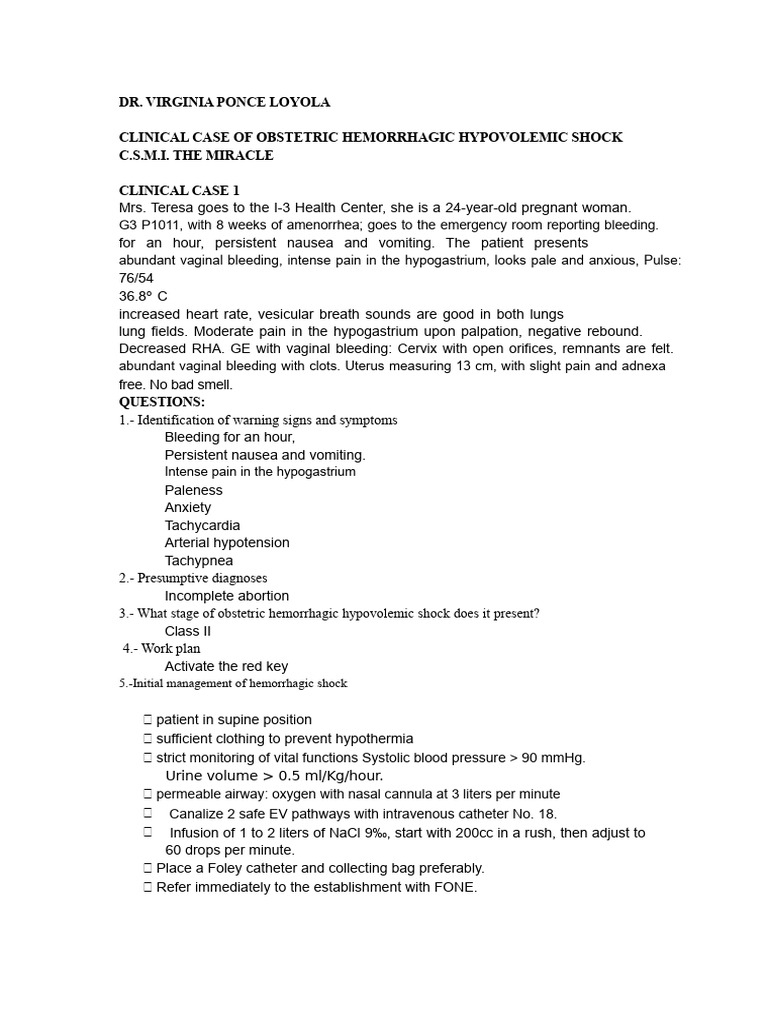 Obstetric Hemorrhagic Shock Case Study | PDF | Shock (Circulatory) | Uterus