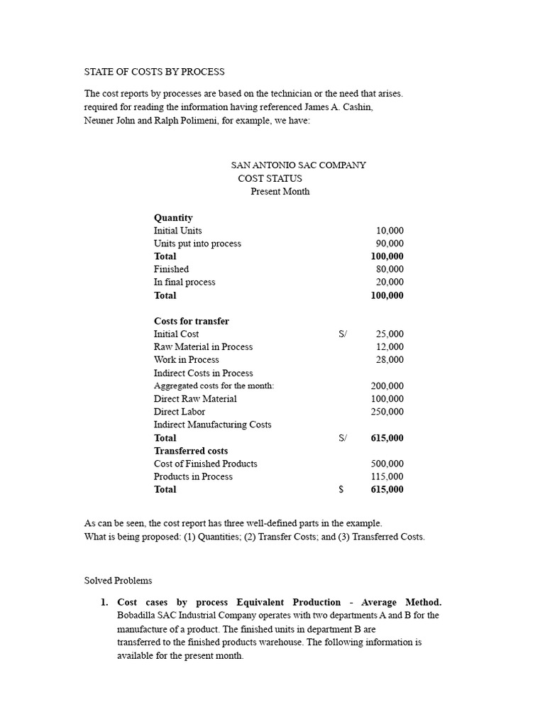 Cost of Production Report | PDF | Cost Of Goods Sold | Economies