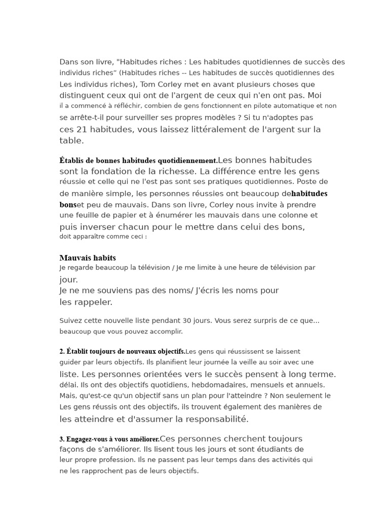 21 Habitudes des individus riches | PDF