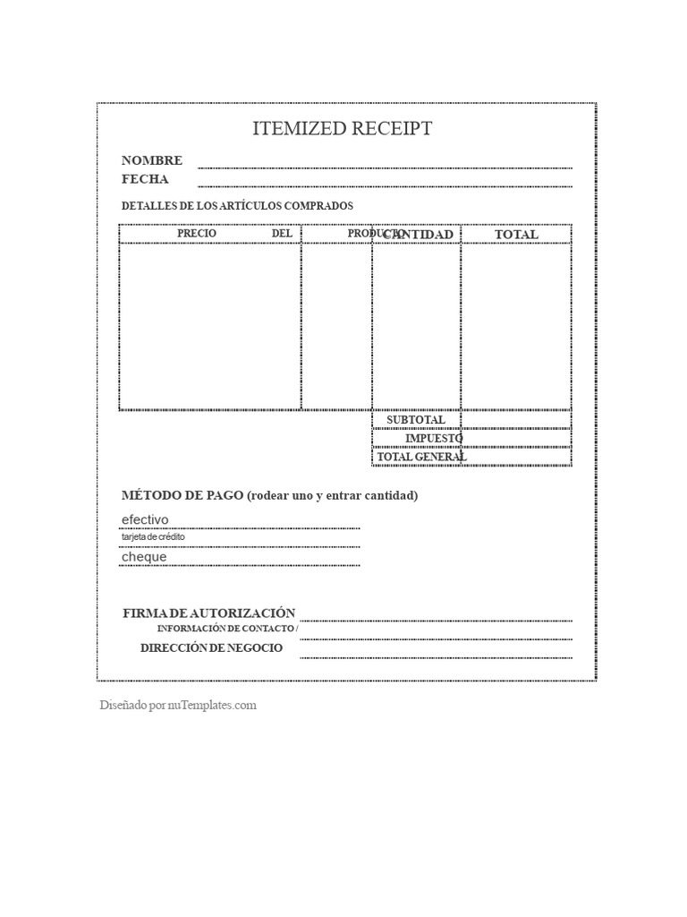 Recibo Detallado de Compra | PDF