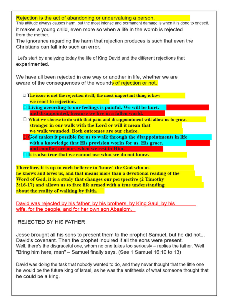 REJECTION | PDF | David | Saul