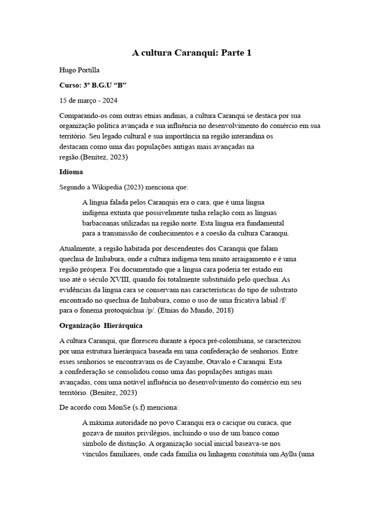 cultura caranqui | PDF | Equador | Povos indígenas