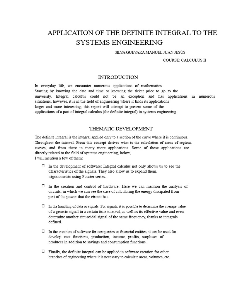 Definite Integral Applications in Engineering | PDF | Integral | Calculus