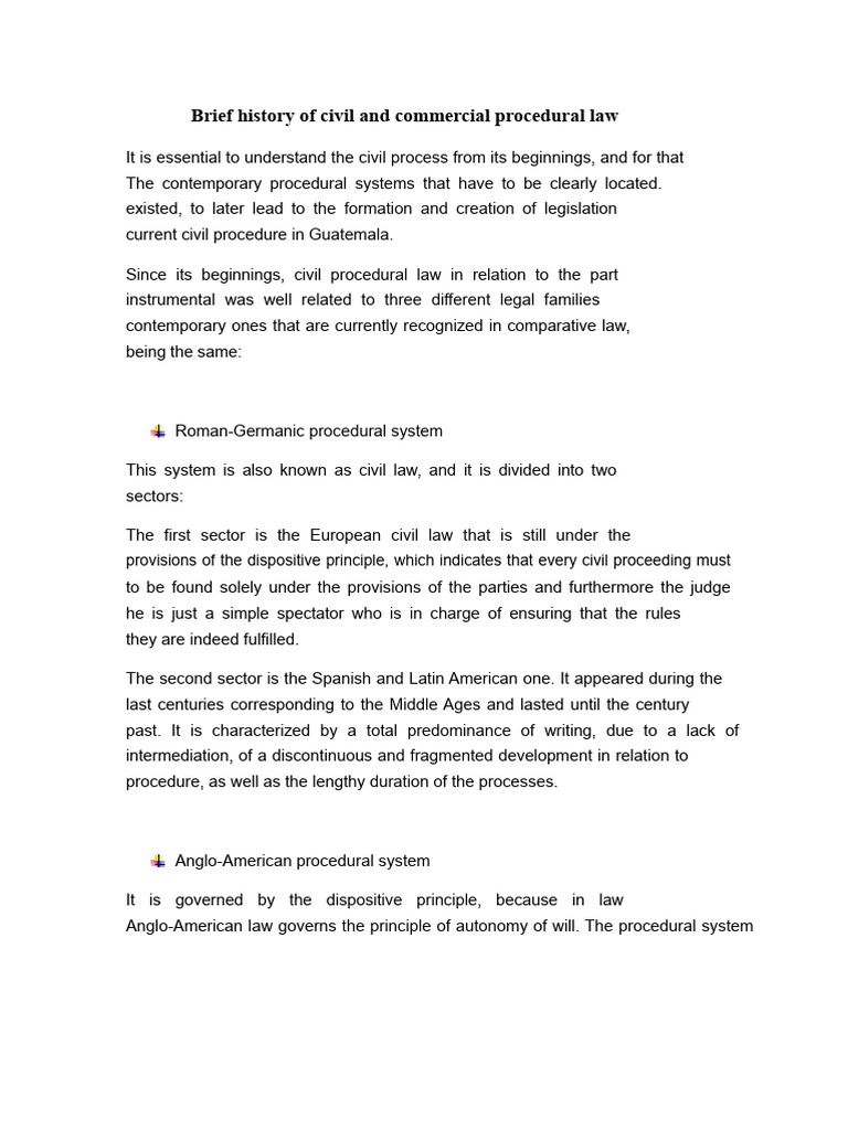 Brief History of Civil and Commercial Procedural Law | PDF | Lease ...