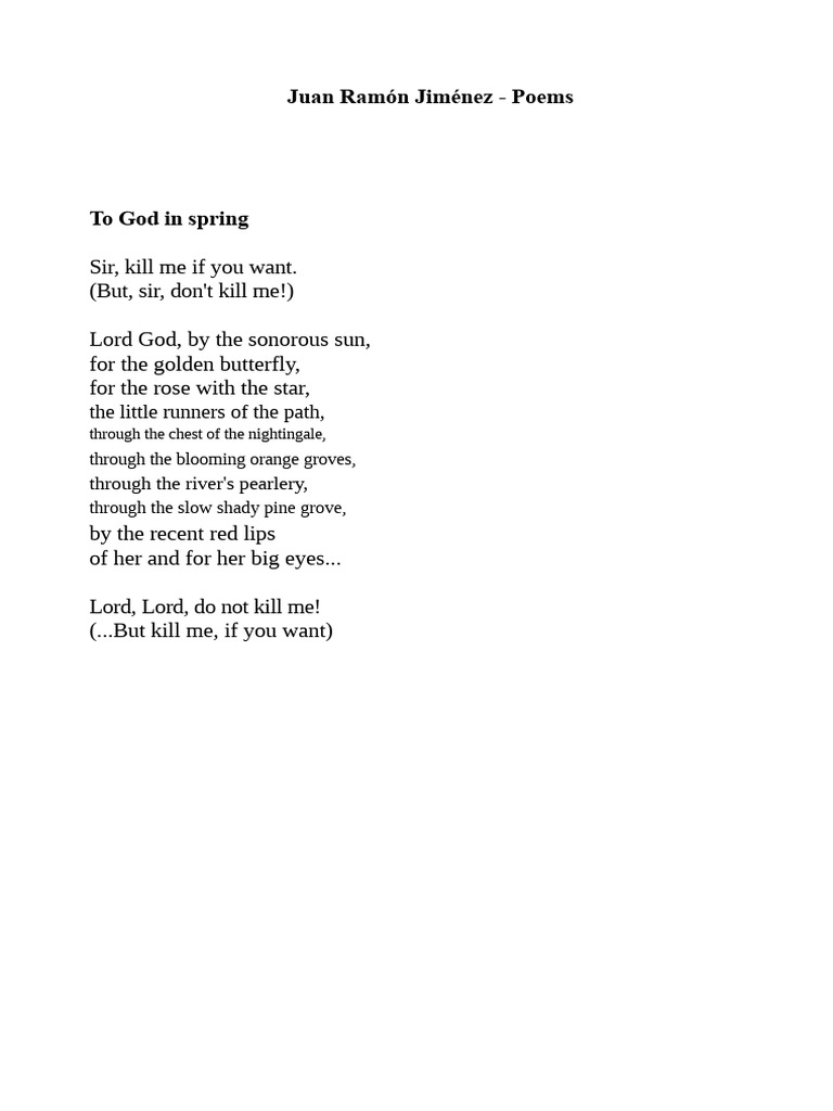 Poems by Juan Ramón Jiménez | PDF